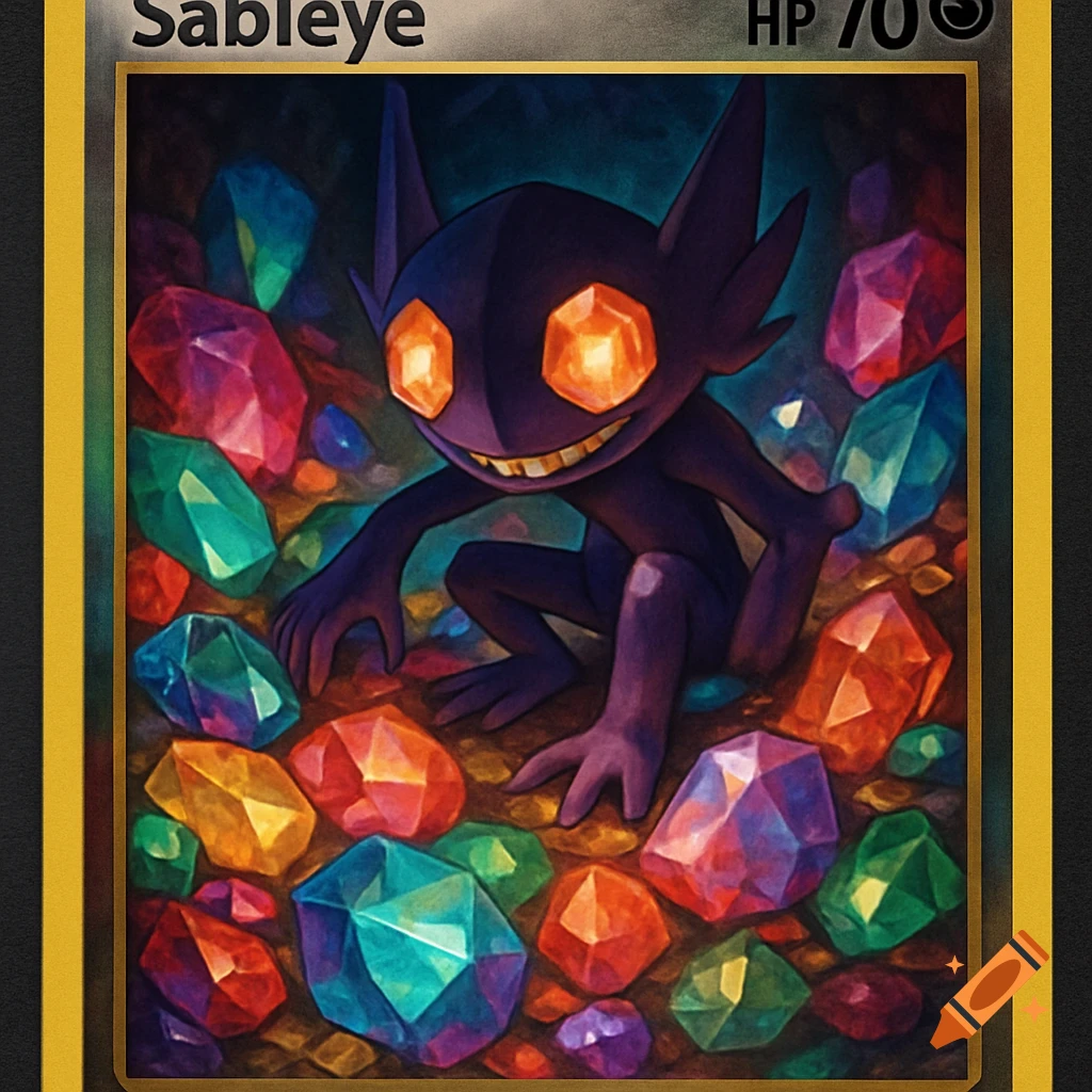 A full art Pokémon trading card featuring Sableye with glowing eyes ...