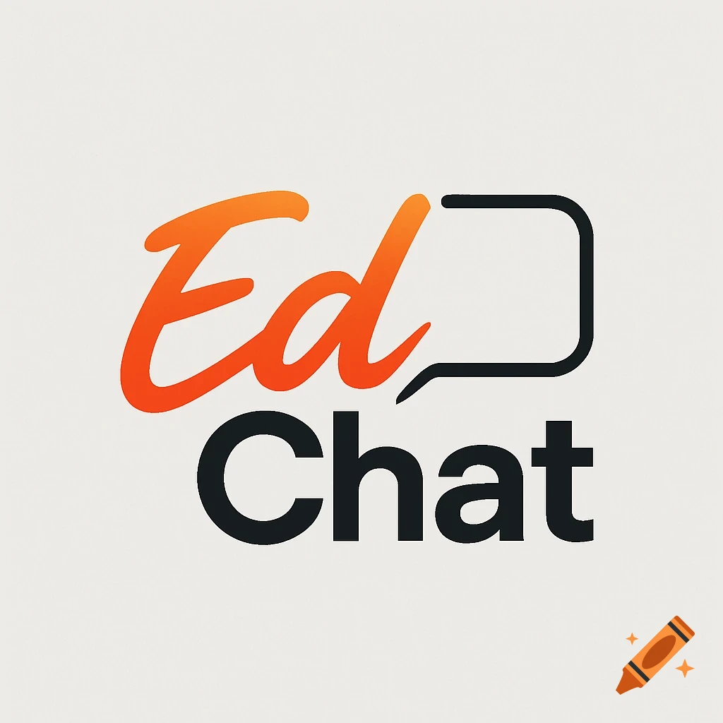 Orange and black Ed Chat logo with a speech bubble icon. on Craiyon