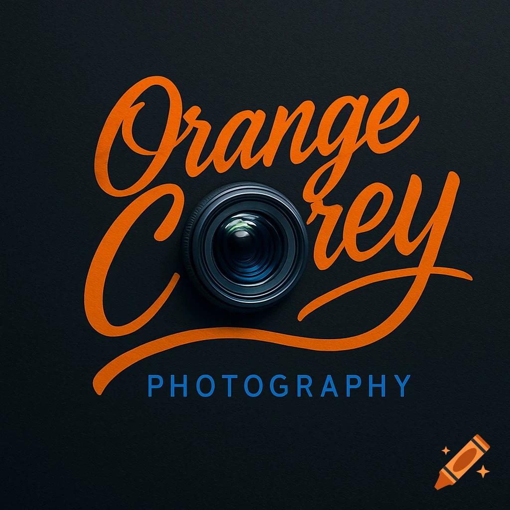 Orange Corey Photography logo with a camera lens replacing the 'O' in ...