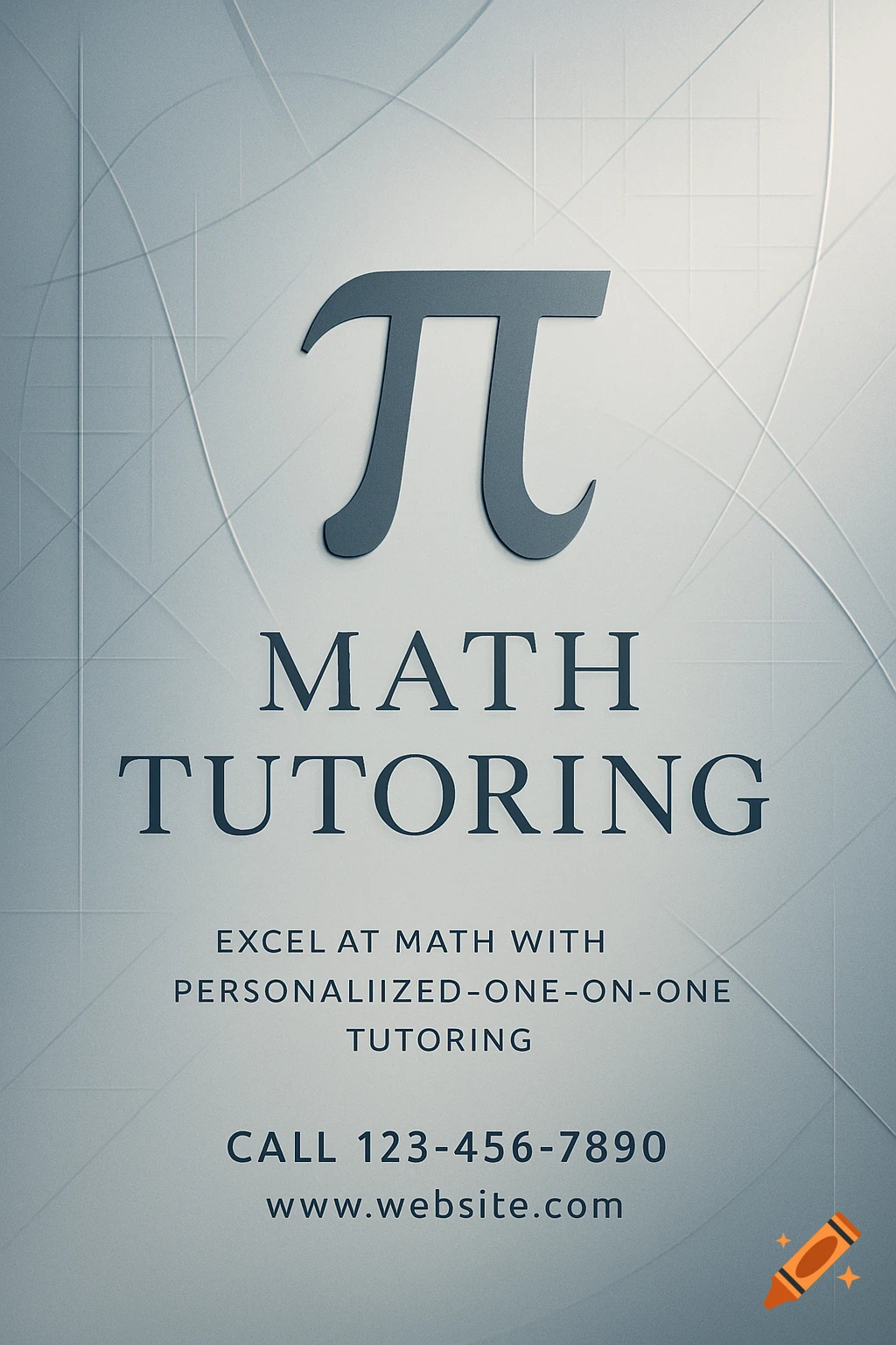 Modern math tutoring flyer featuring a large pi symbol, 'Math Tutoring ...