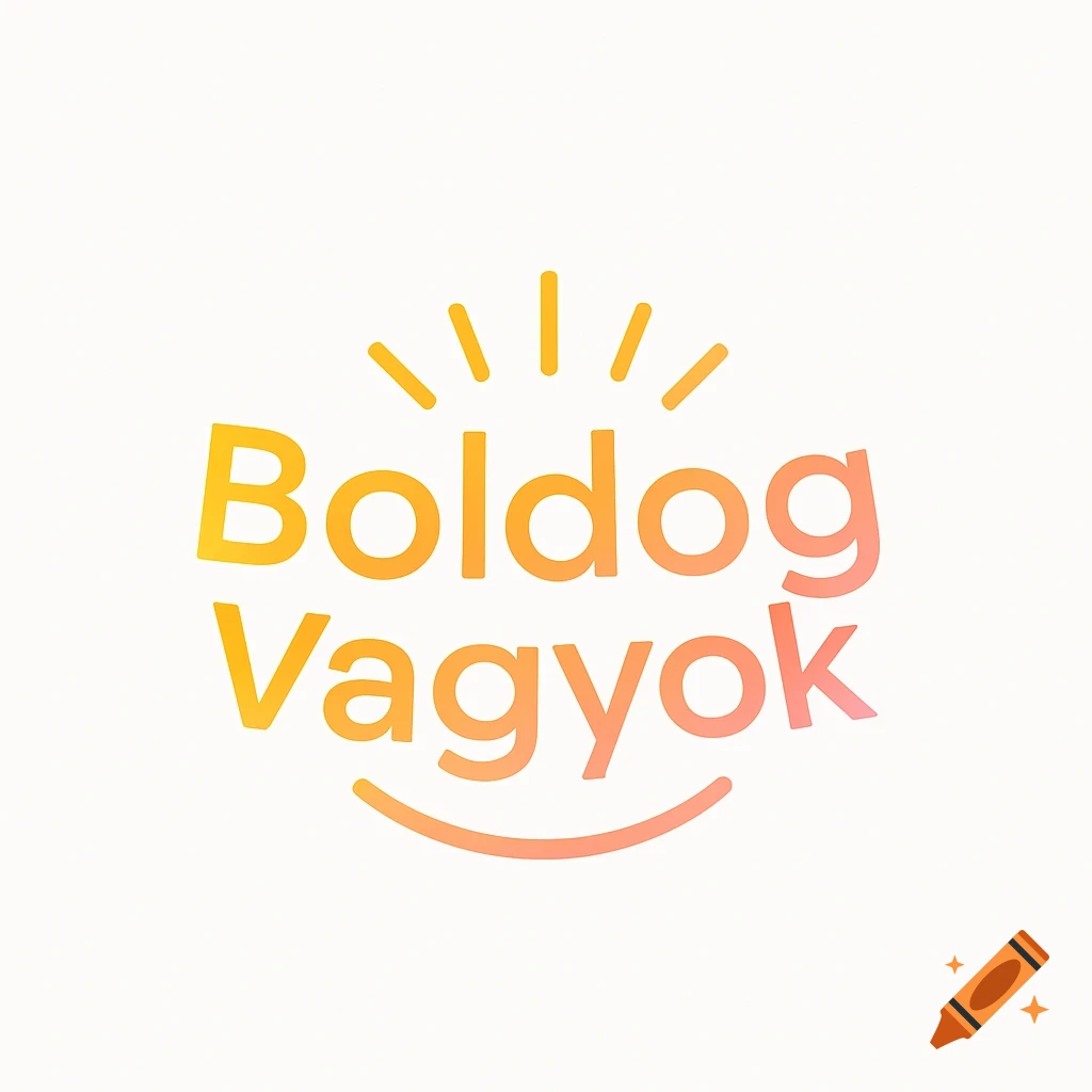 A minimalist logo featuring "Boldog Vagyok" in orange and pink gradient ...