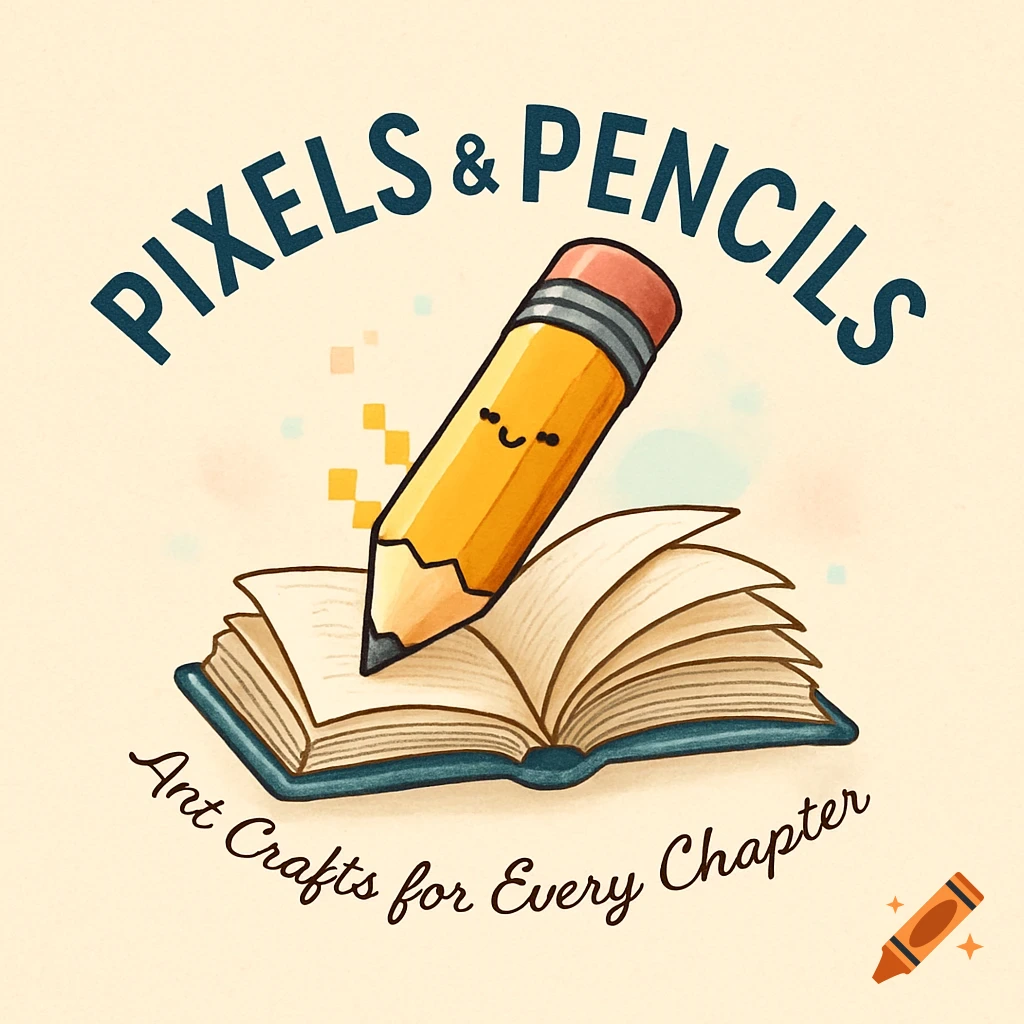 A cute cartoon pencil with a smiley face writing on an open book, above ...