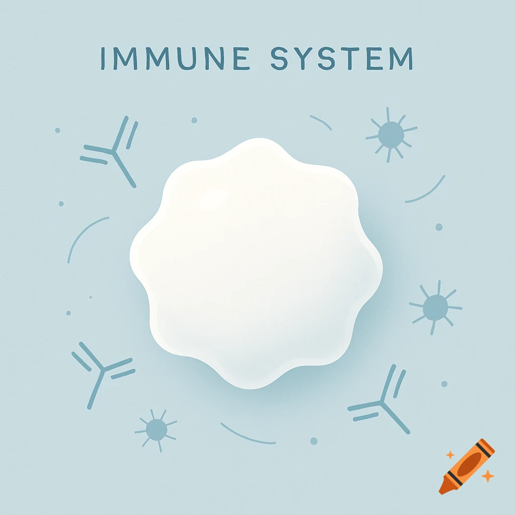 Stylized illustration of the immune system with a white cell ...