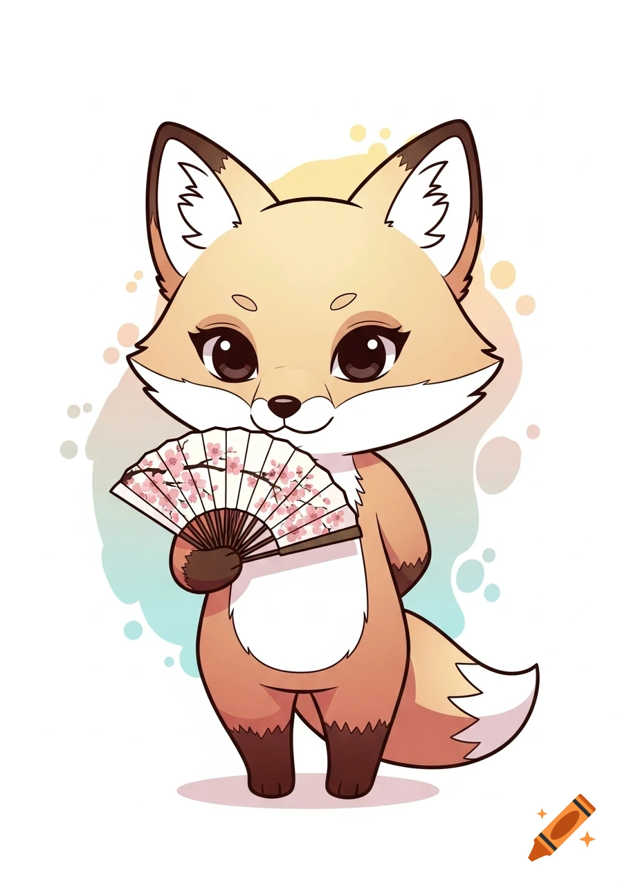 Cute chibi anthropomorphic fox character with feminine features ...