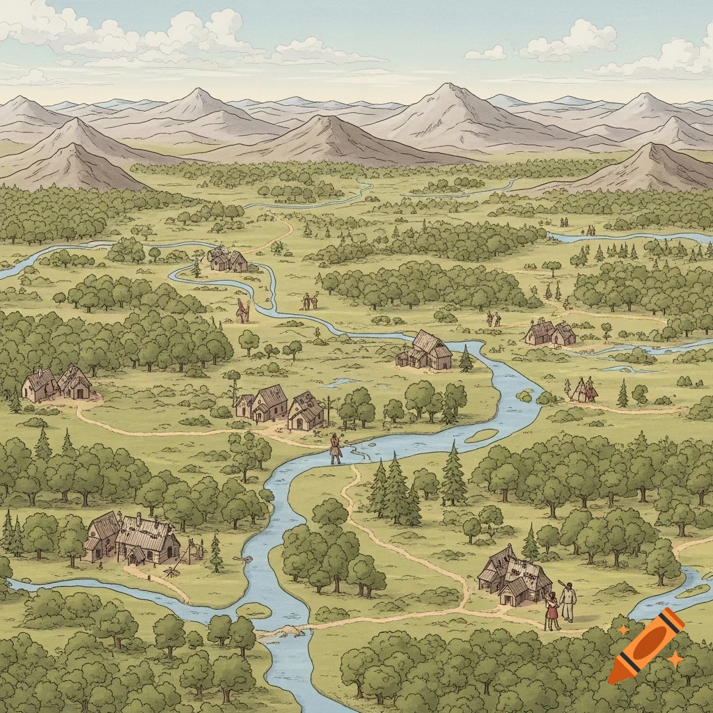 An illustrated map of the Cherokee homeland in the 1830s with villages ...