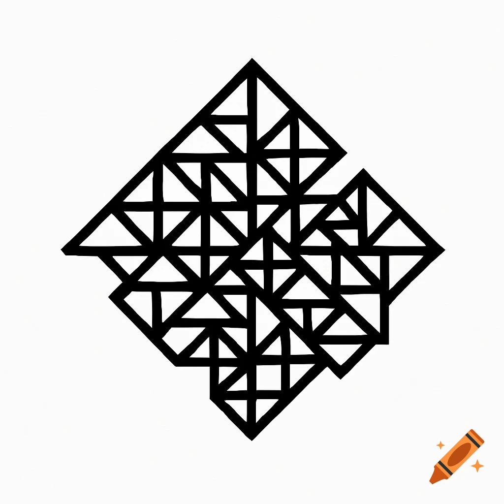 Complex black geometric pattern of interconnected triangles and ...