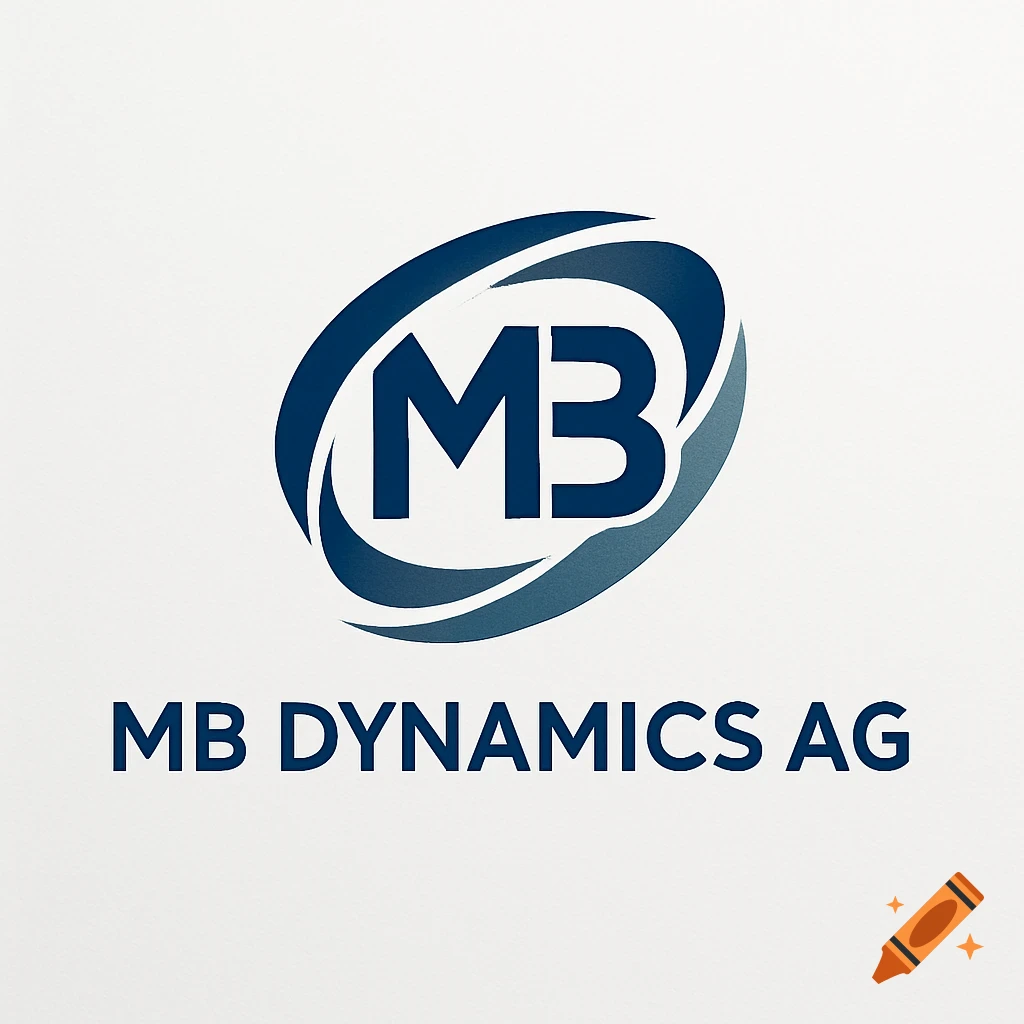 A modern corporate logo with dark blue letters "MB" encircled by two ...