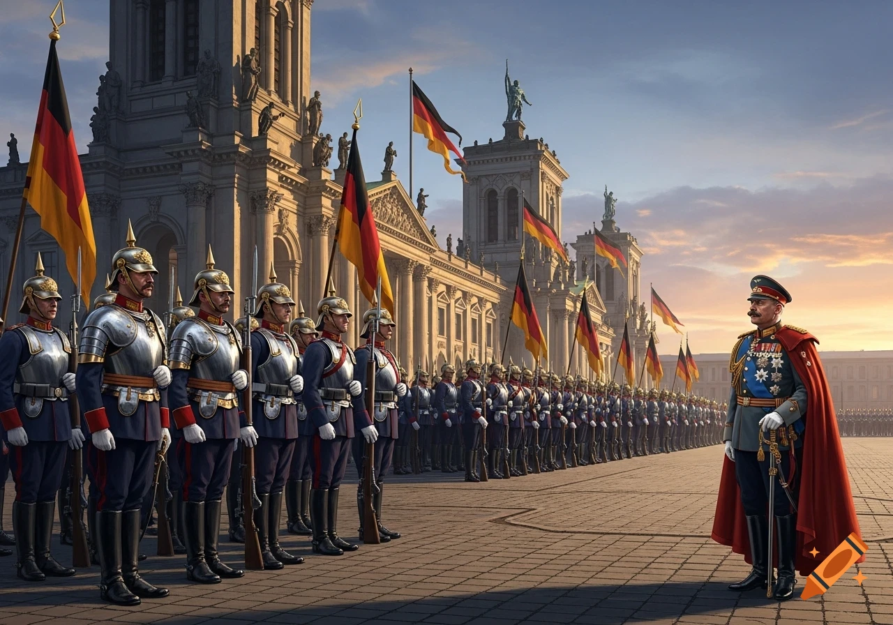 Photorealistic image of soldiers in elaborate historical German ...