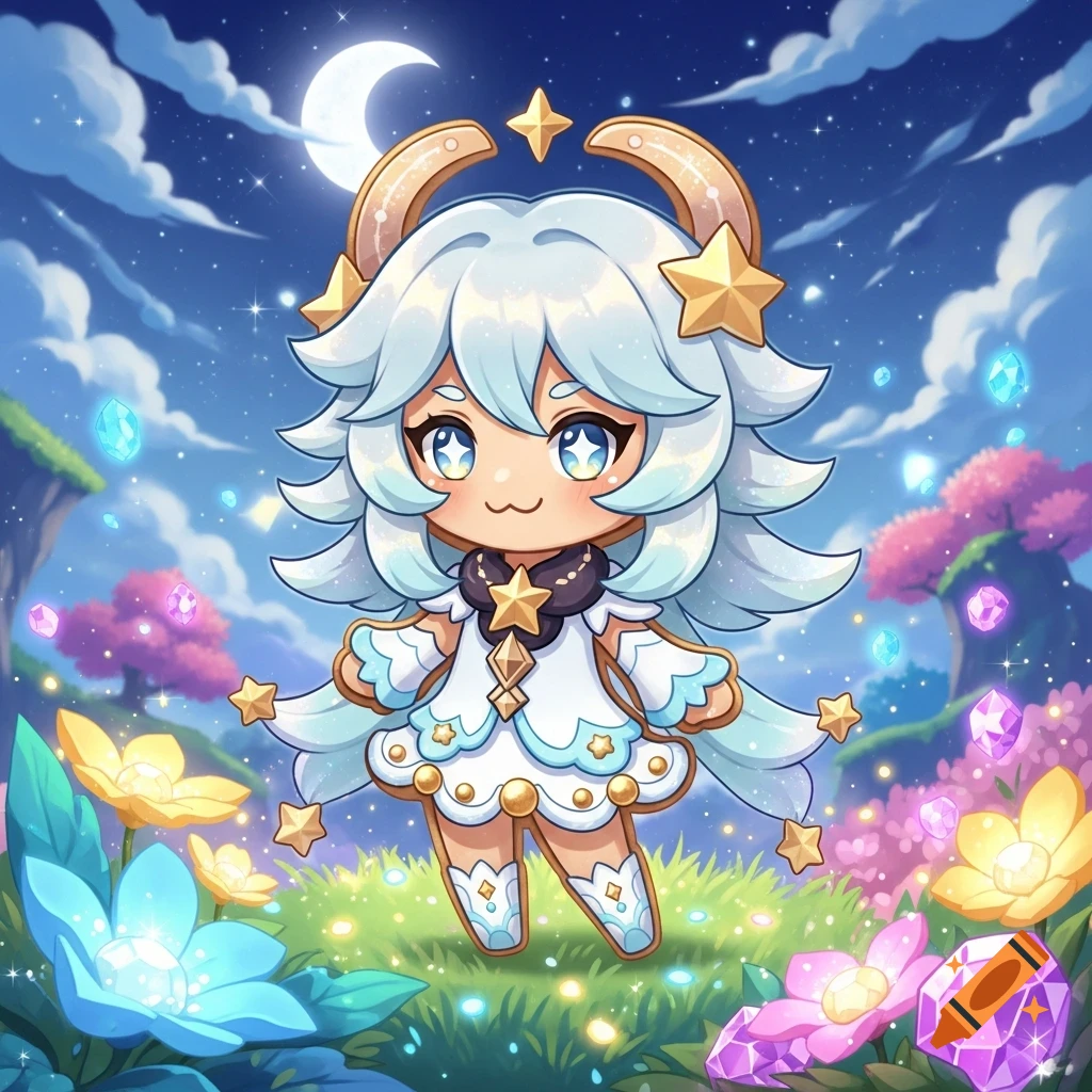 Chibi Paimon-like character from Genshin Impact in a Cookie Run style ...