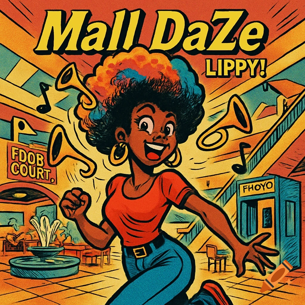 Comic book style album cover of a stylized Black woman with a colorful ...