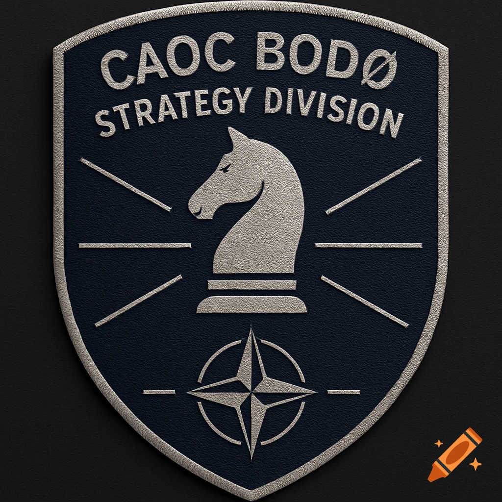 A dark blue and silver shield-shaped military patch for CAOC BOD R ...