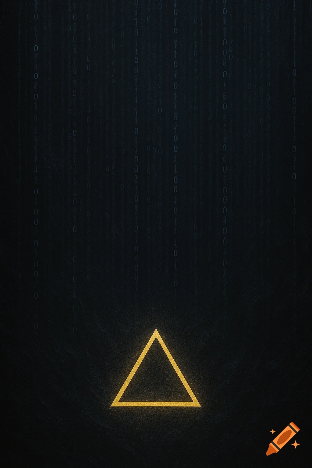 A glowing golden triangle at the bottom of a dark, textured background ...