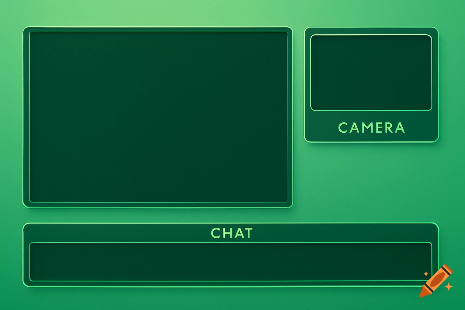 Modern green Twitch streaming overlay design with spaces for main ...