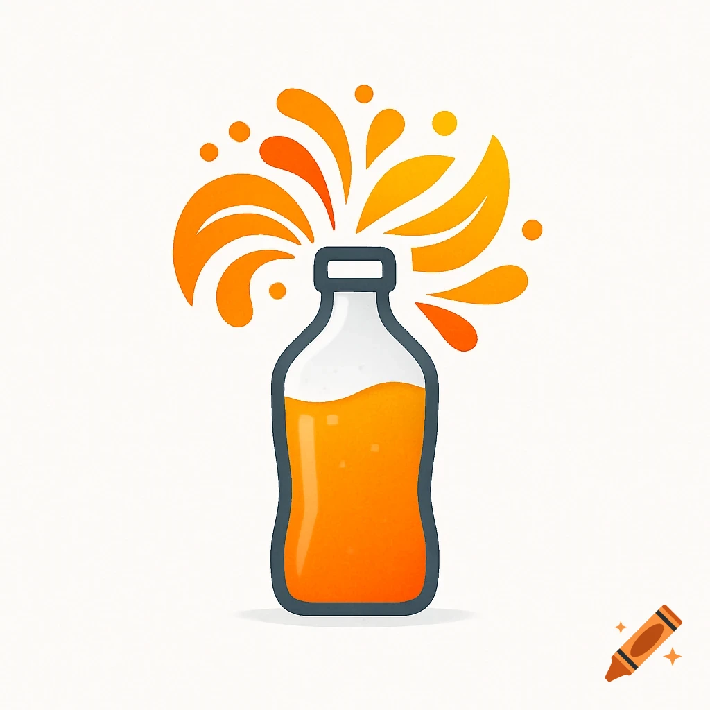 Stylized logo of an orange health shot bottle with vibrant orange and ...