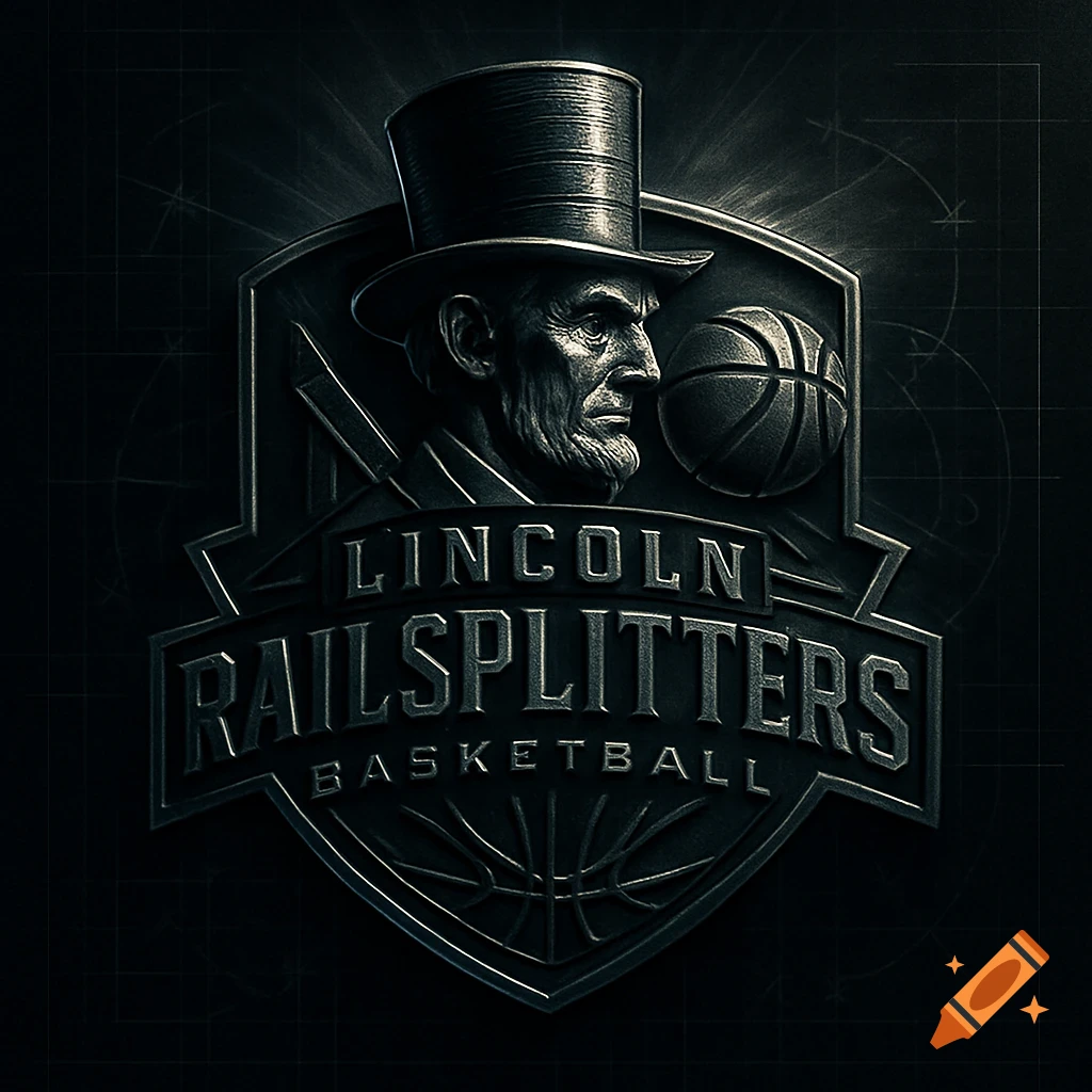 Dark metallic logo for Lincoln Railsplitters Basketball, featuring ...