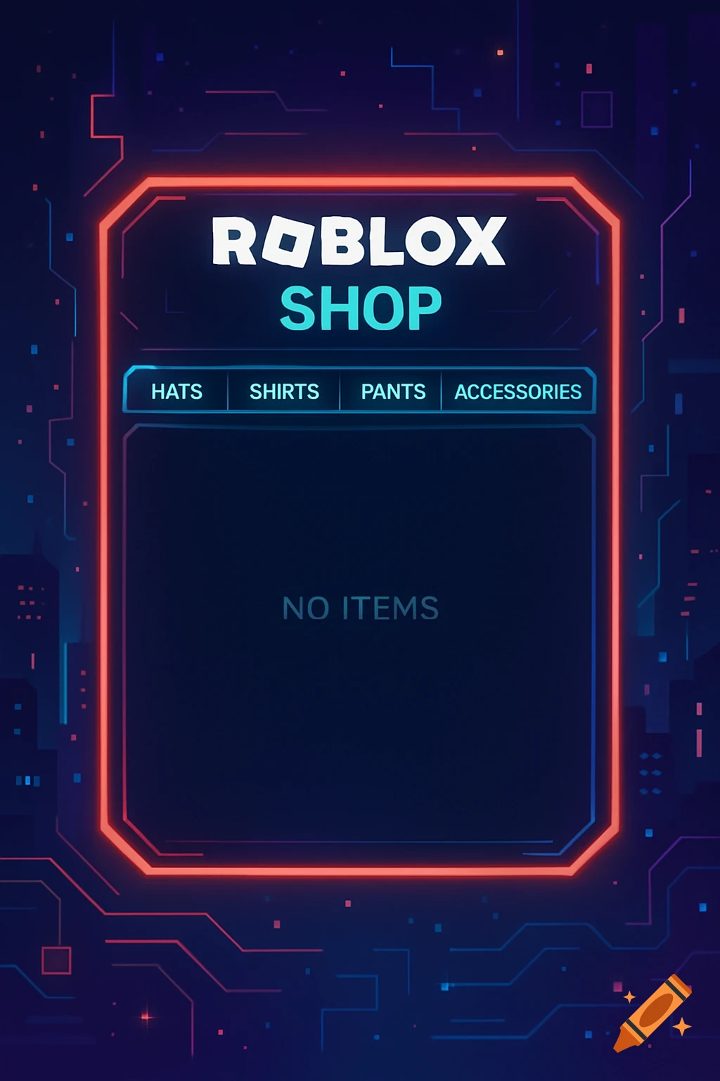 A Roblox shop menu interface with 'ROBLOX SHOP' text, categories like ...