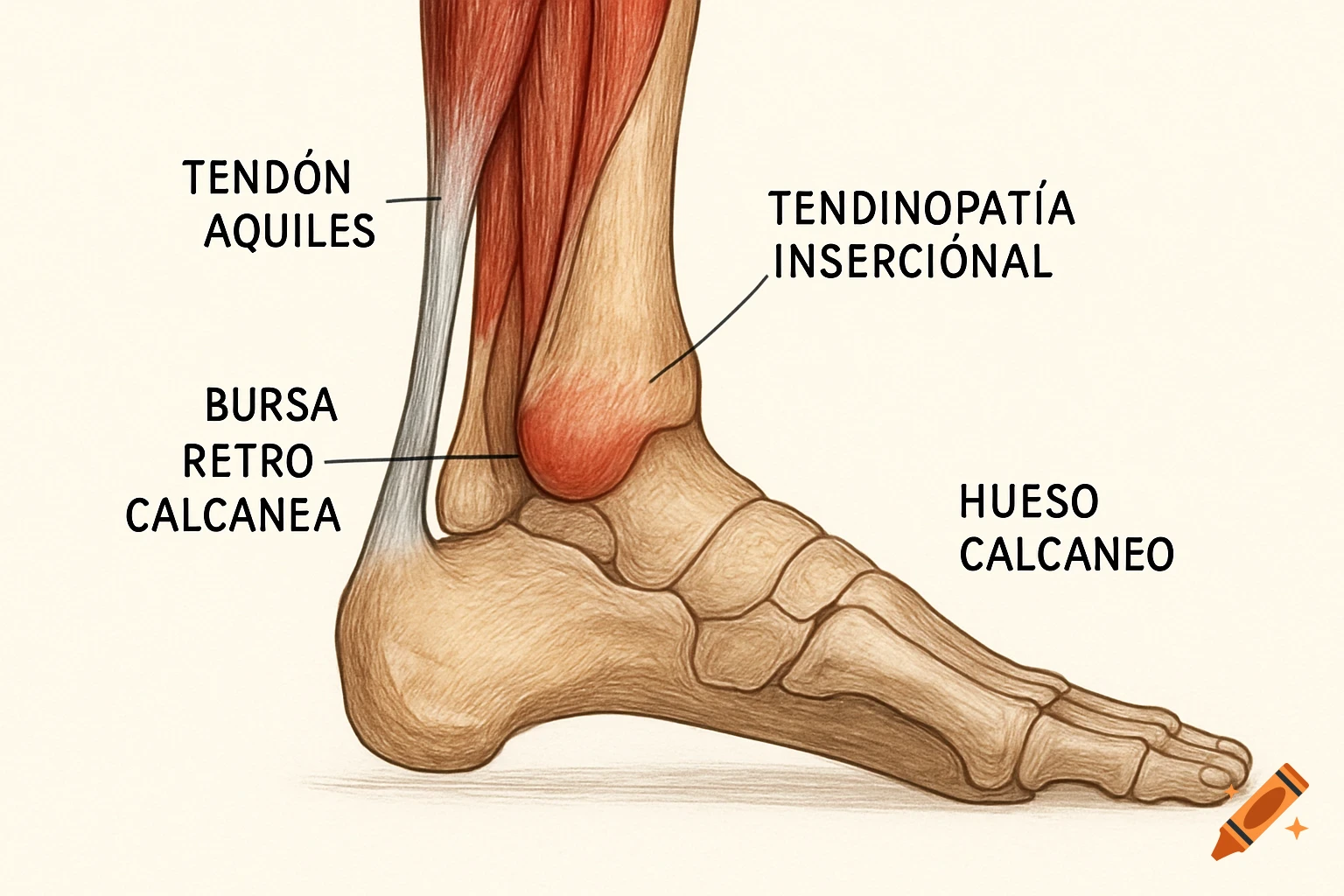 Detailed medical illustration of human foot and ankle anatomy with ...
