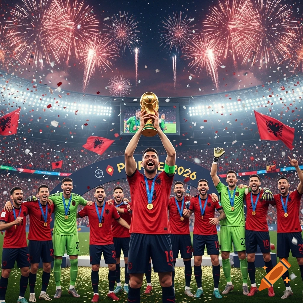 Albanian soccer team celebrates winning the World Cup in a crowded ...
