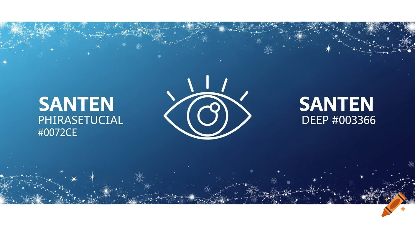 Stylized white eye icon on a blue gradient winter background with ...