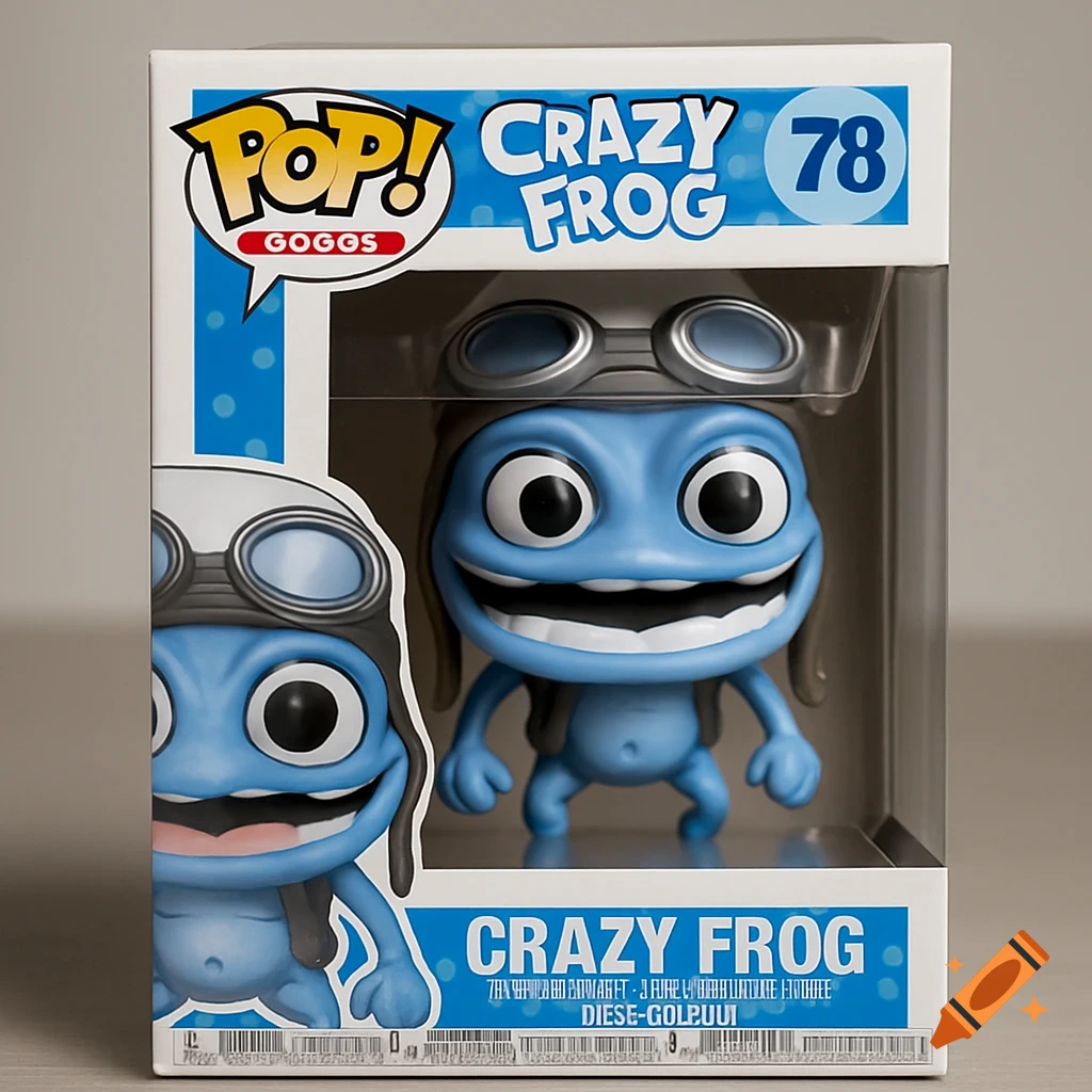 A Crazy Frog Funko Pop figure in its clear plastic and cardboard box ...