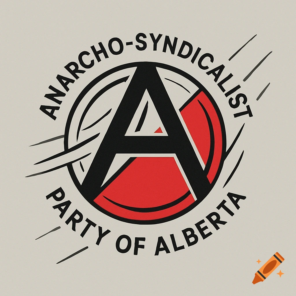 A logo featuring the text ANARCHO-SYNDICALIST PARTY OF ALBERTA curved ...