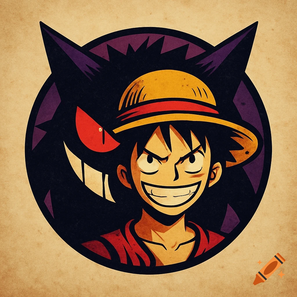 Anime-style illustration of One Piece's Luffy smiling in front of a ...