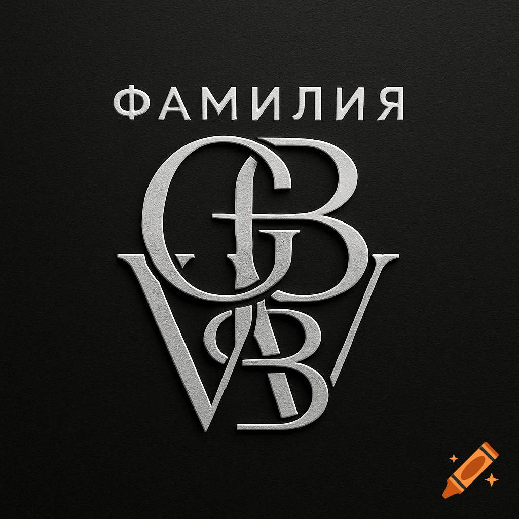 Silver embossed monogram with intertwined letters G, B, W, B and the ...