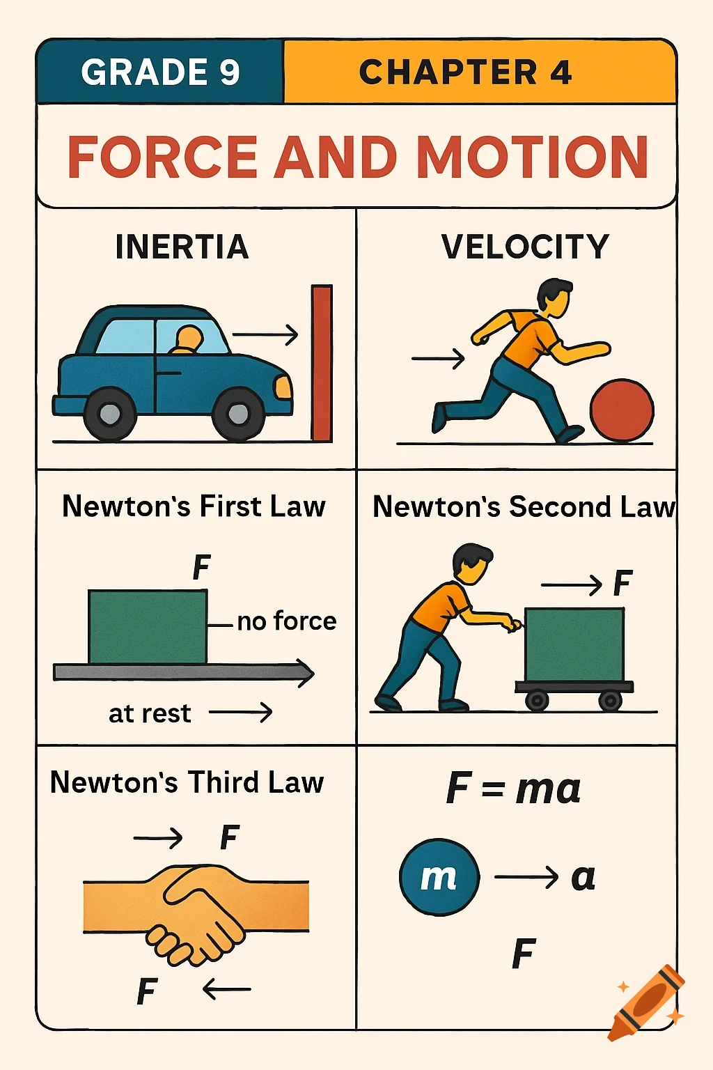 Educational infographic for Grade 9 science, Chapter 4: Force and ...