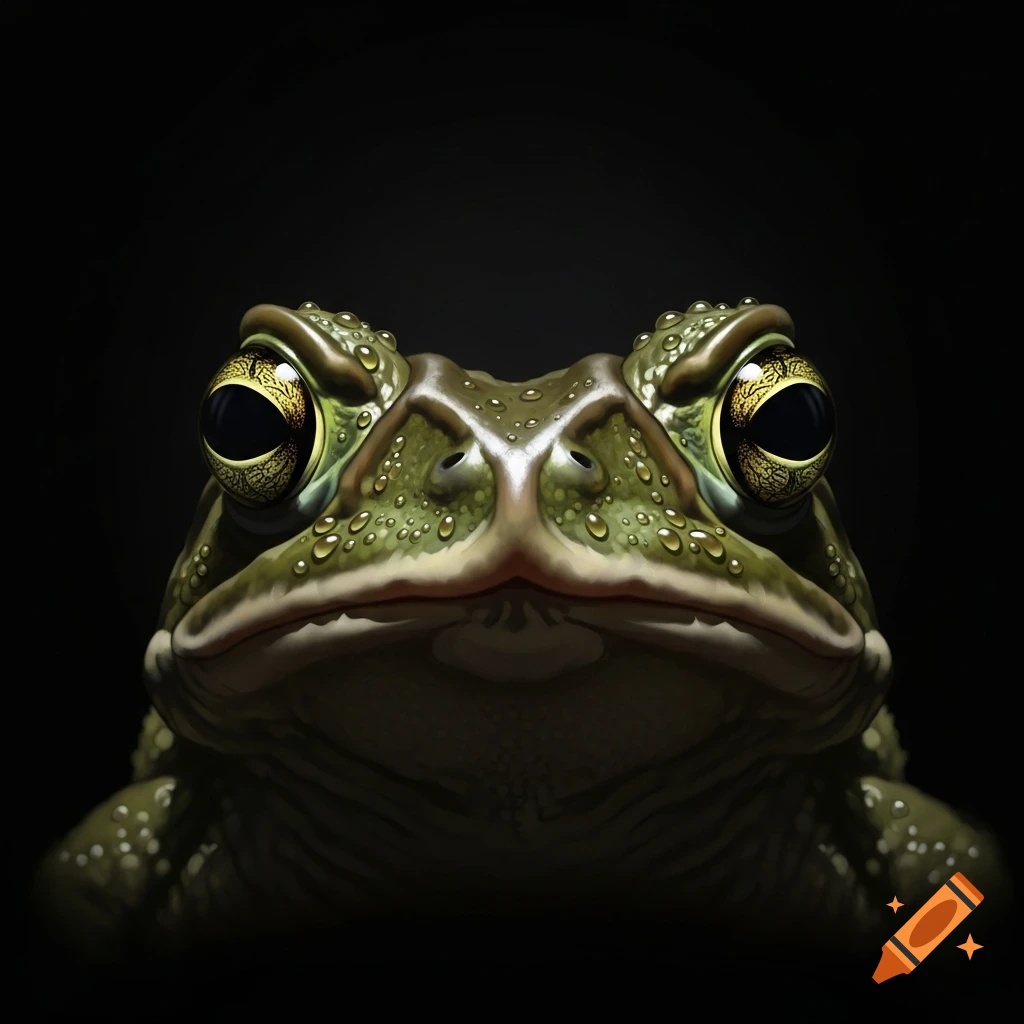 Close-up front view of a Colorado River toad with textured skin and ...