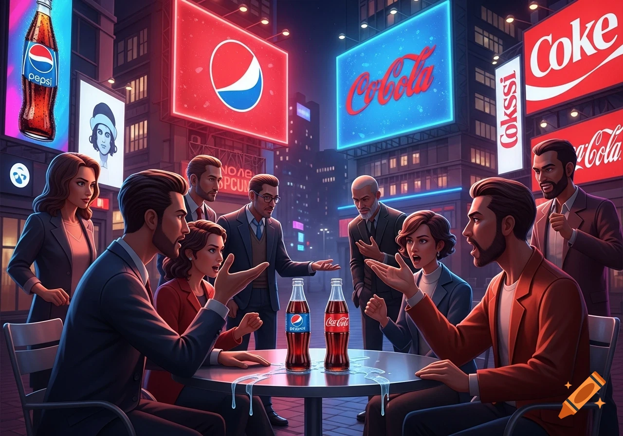 Stylized digital art of a group of people arguing around a table with ...