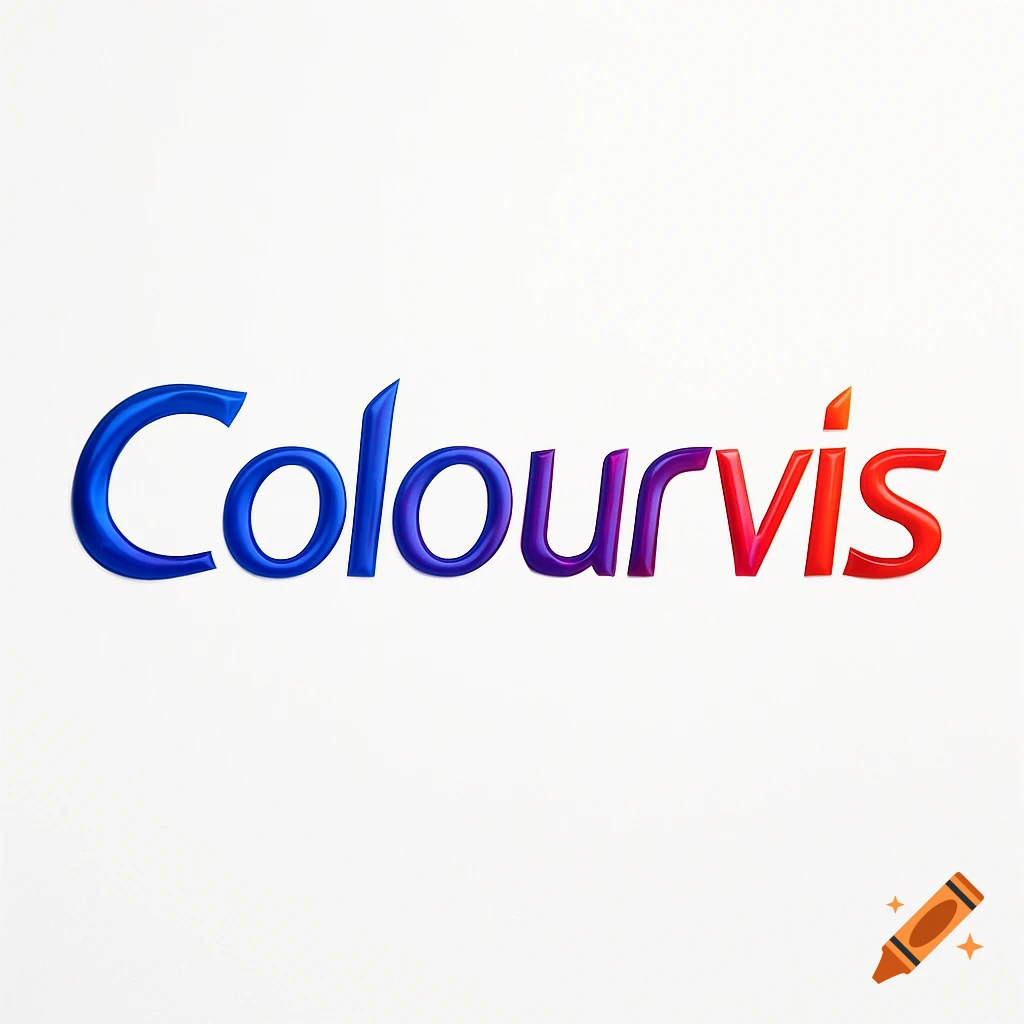 Stylized wordmark for 'Colourvis' in metallic blue to red gradient text ...