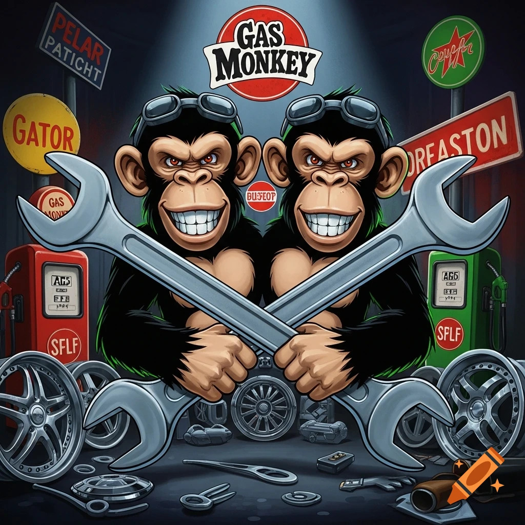 Two cartoon monkeys with goggles and mischievous grins cross two large ...