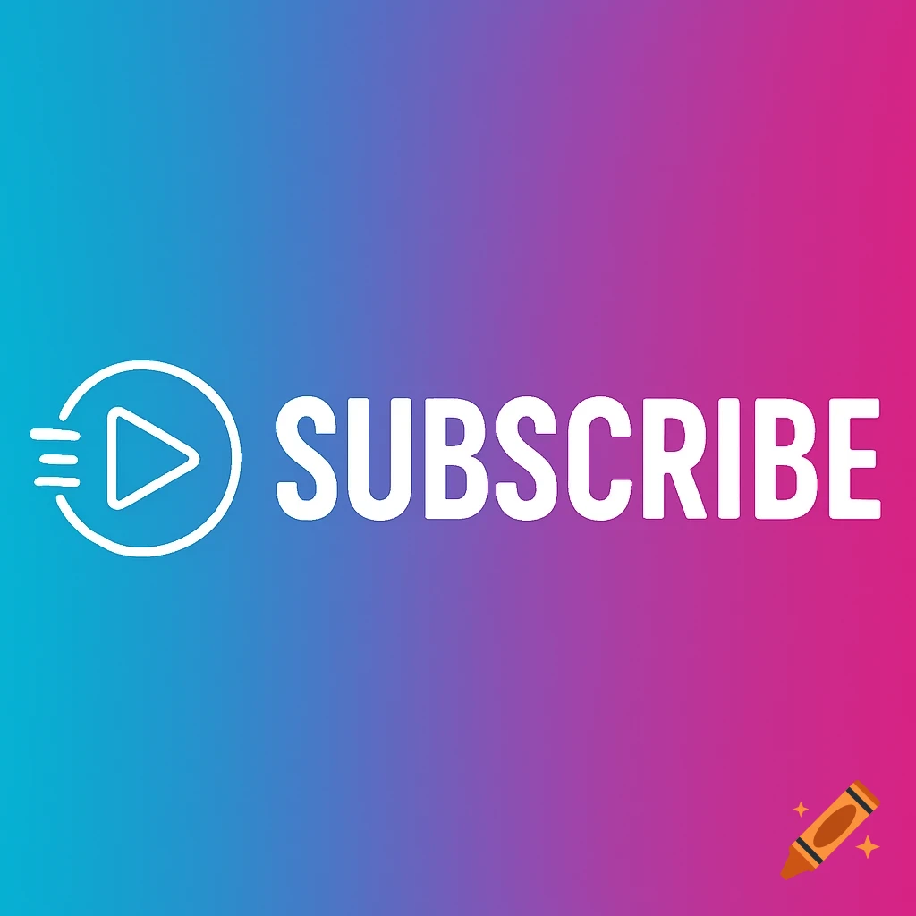 White 'SUBSCRIBE' text next to a play button icon with motion lines ...