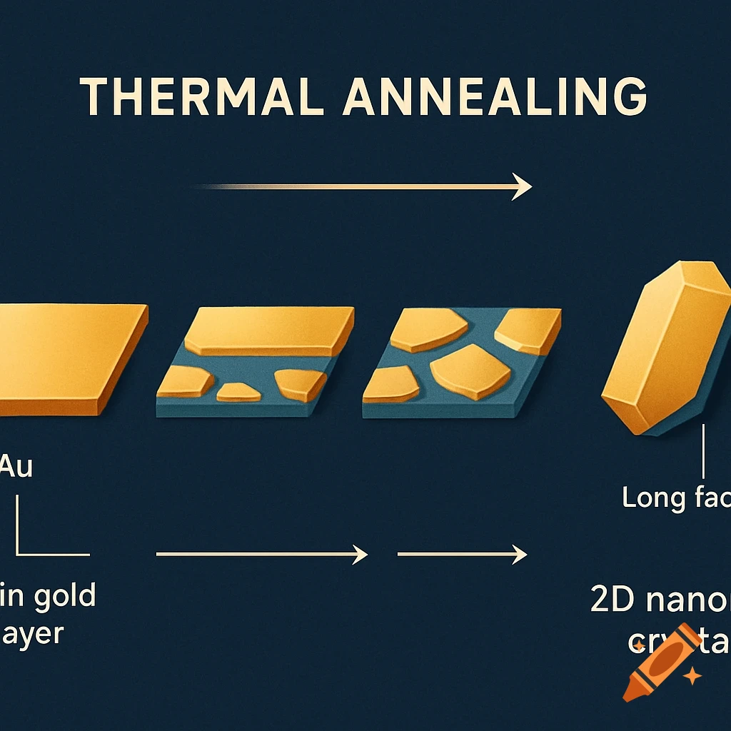 A scientific diagram showing the thermal annealing process to form a 2D ...