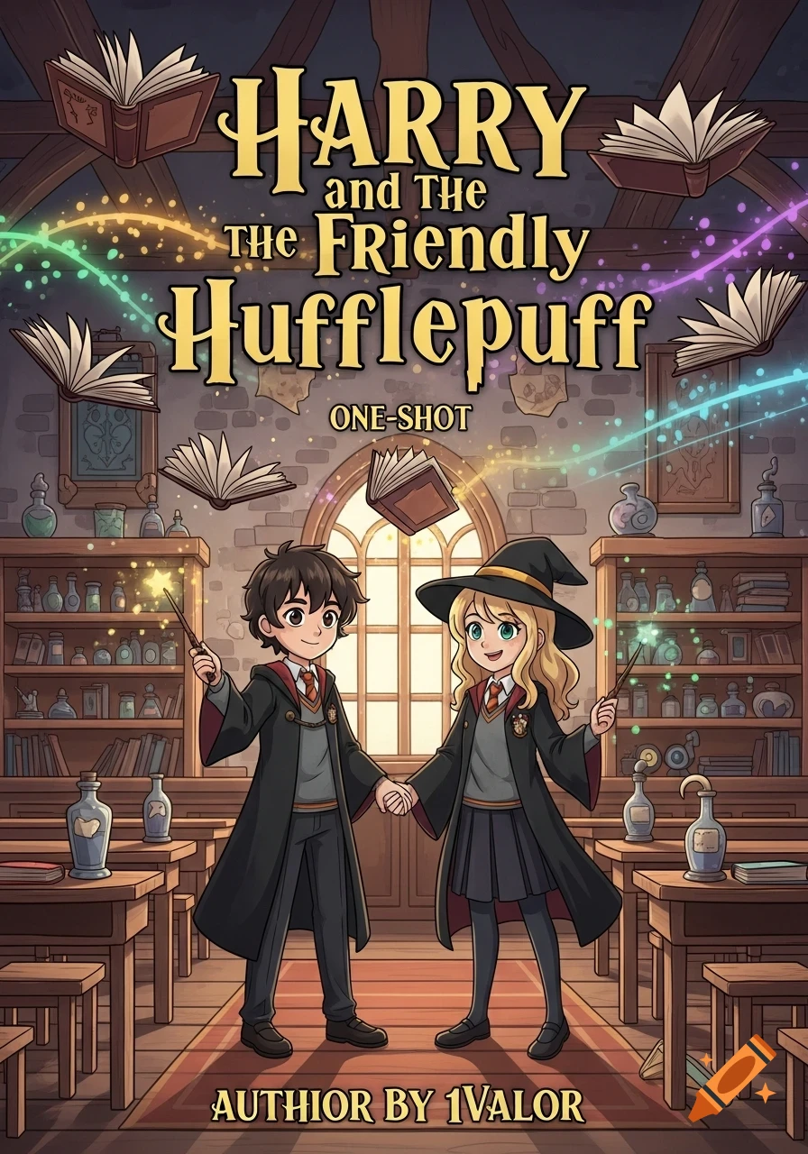 Whimsical cartoon book cover featuring a boy wizard and a girl witch ...