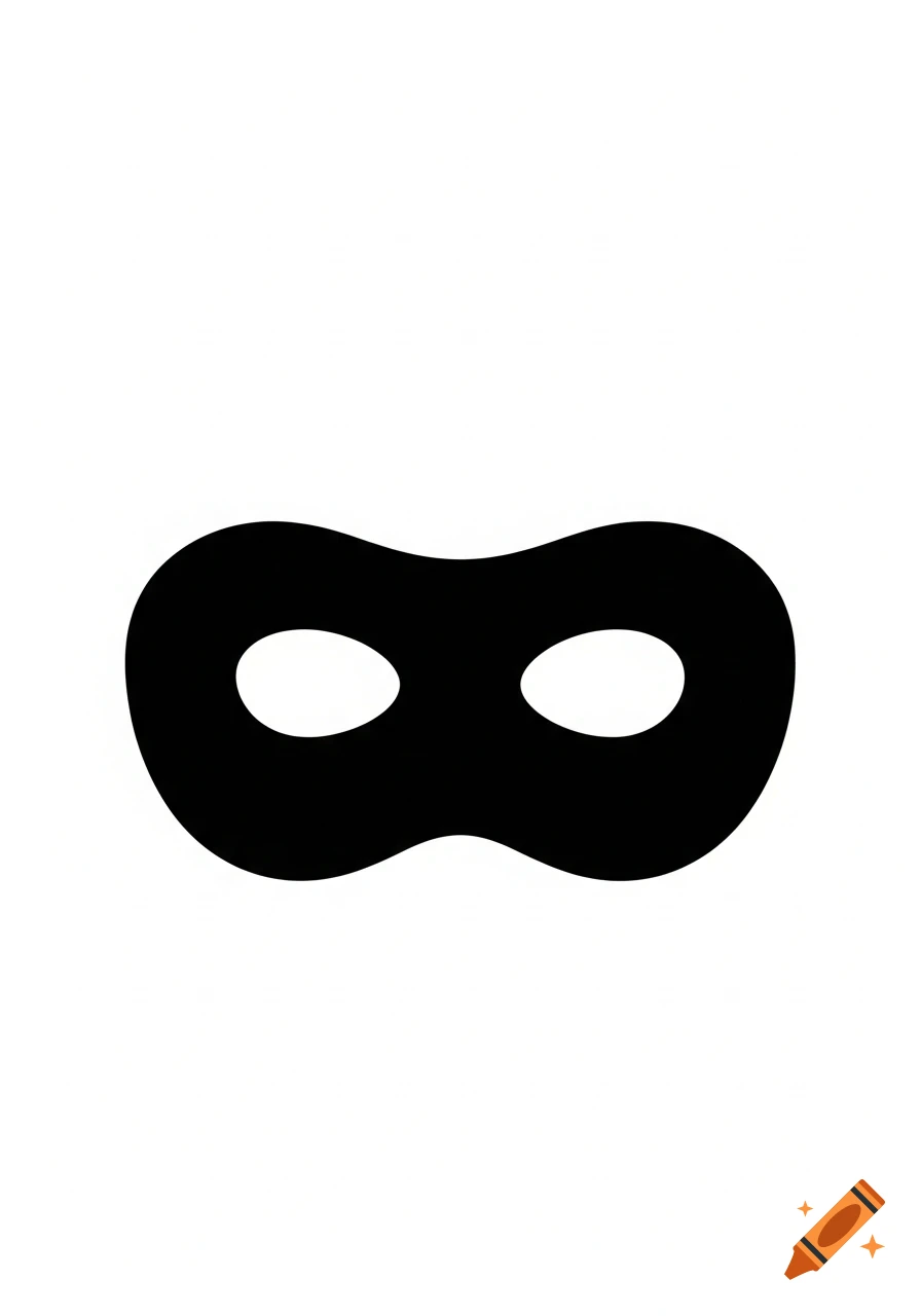A simple, solid black, superhero-style eye mask silhouette with two ...