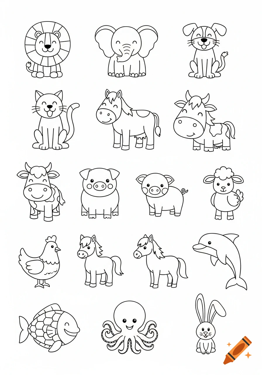 Simple black and white line art coloring page with smiling cartoon ...