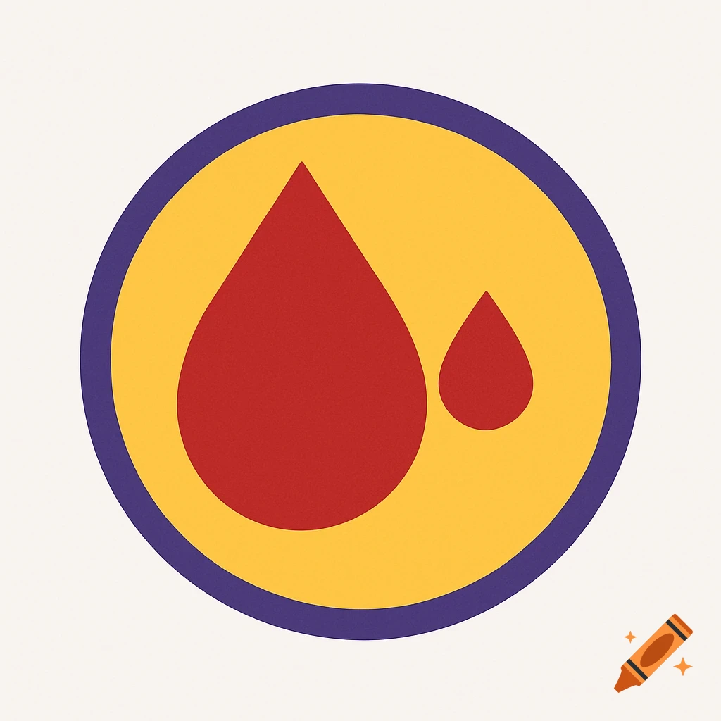 Logo of a purple-bordered yellow circle with one large and one small ...