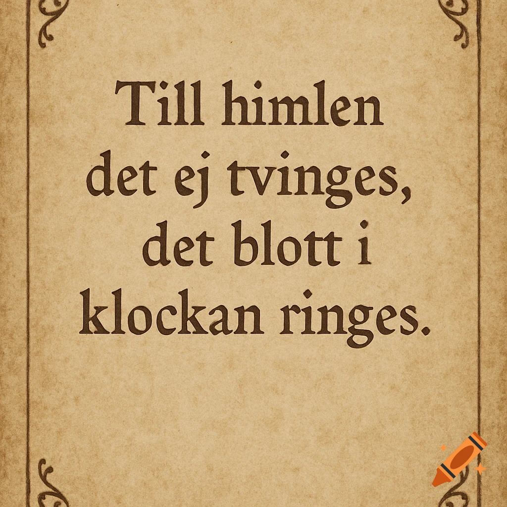 A vintage-style parchment with brown text in a classic serif font ...