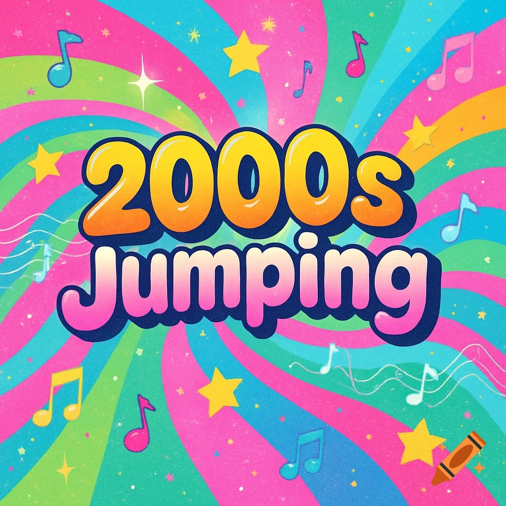 Colorful 2000s pop art playlist cover with '2000s Jumping' text ...