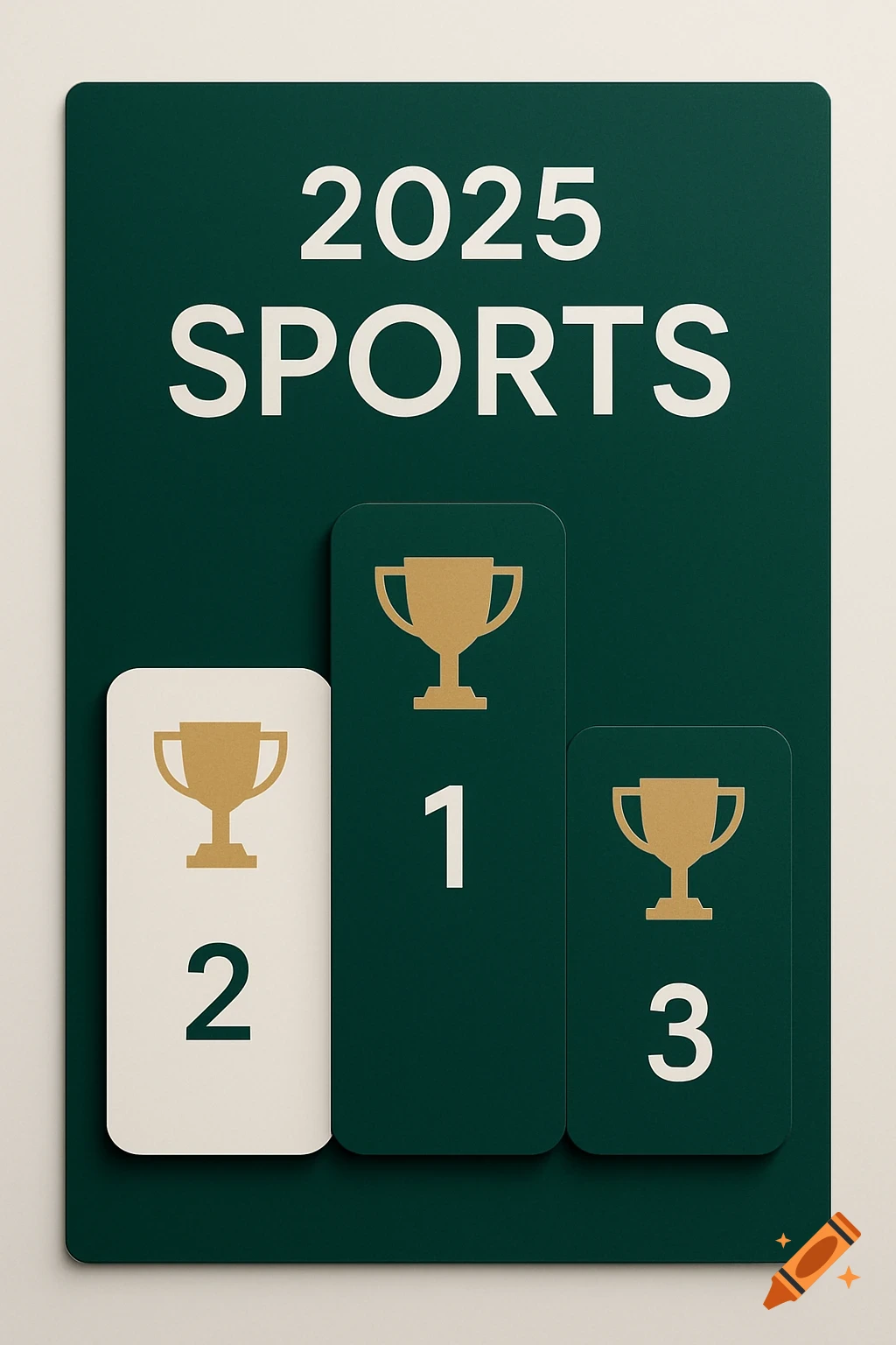 A minimalist sports podium poster for 2025 with dark green, off-white ...