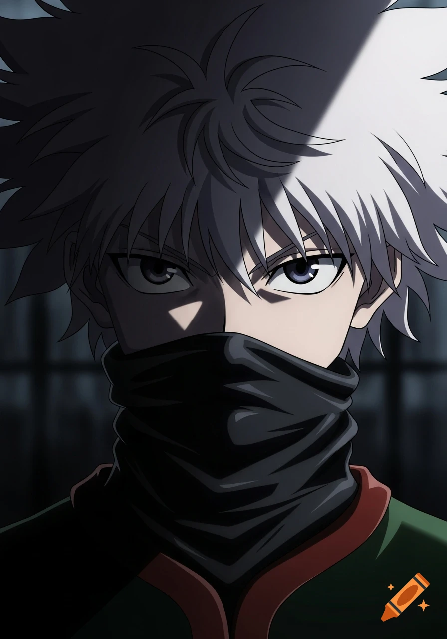 Anime illustration of Killua Zoldyck from Hunter x Hunter, face ...