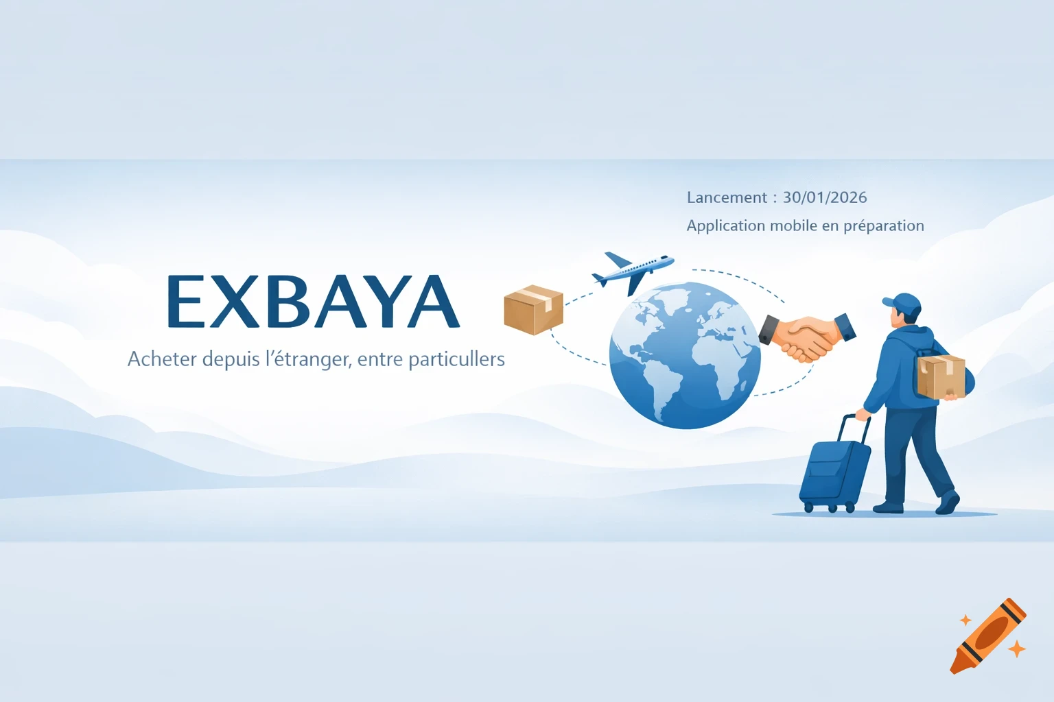 Vector illustration showing global shipping with a traveler, a plane ...