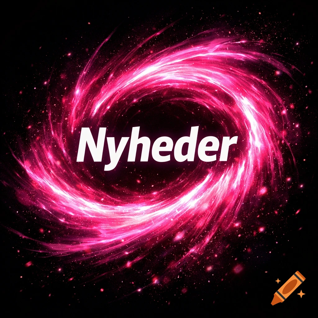 Vibrant pink swirling light vortex with small particles against a dark ...