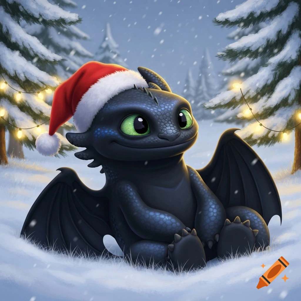 A cute black cartoon dragon with green eyes, resembling Toothless ...