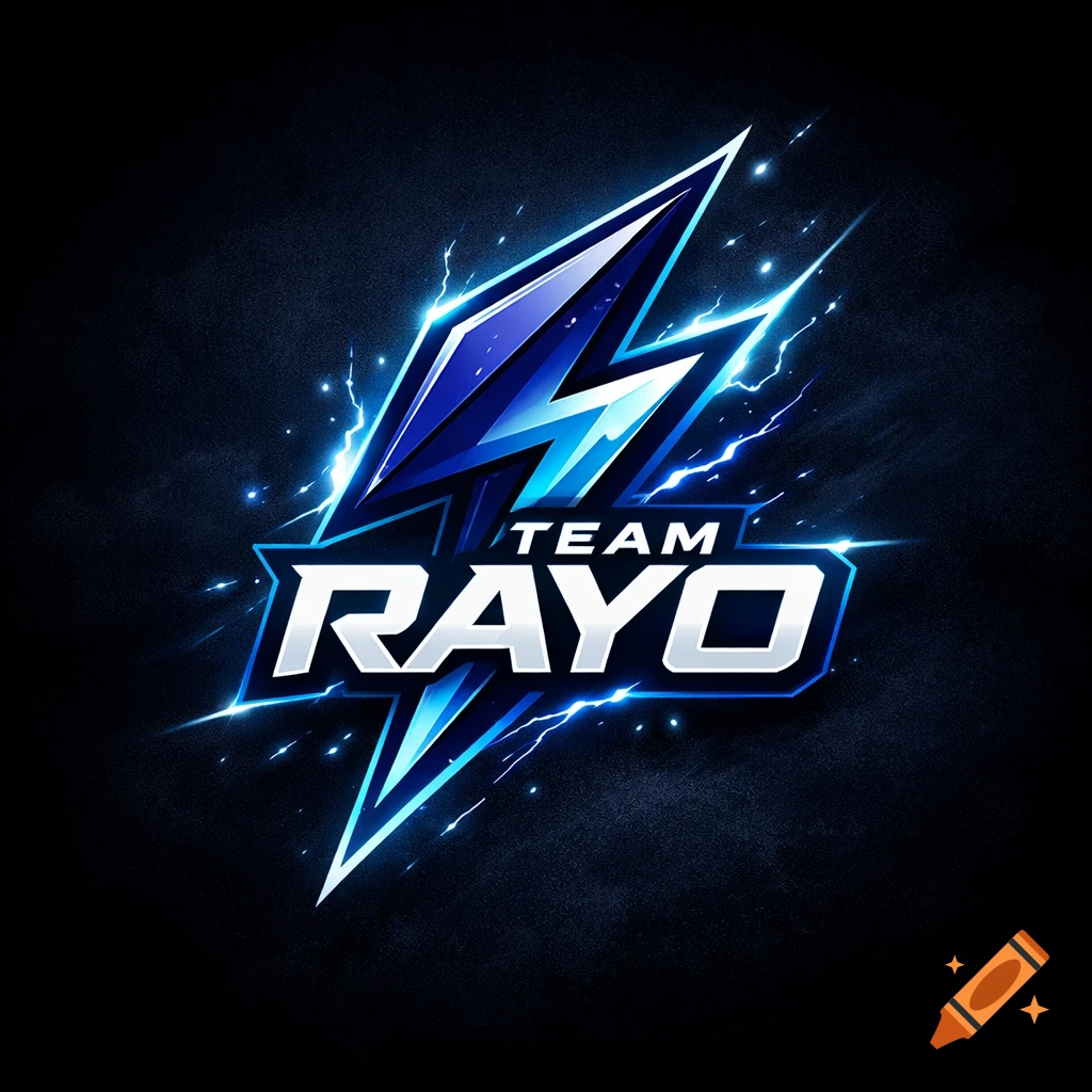 A stylized blue and white lightning bolt logo with the text "TEAM RAYO ...