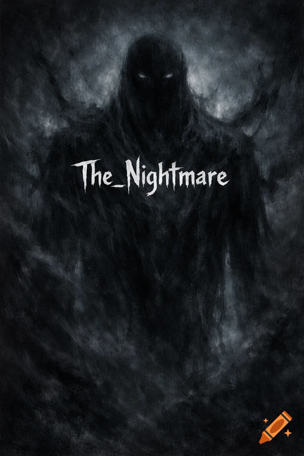 A shadowy, ominous figure with glowing white eyes and tendril-like ...