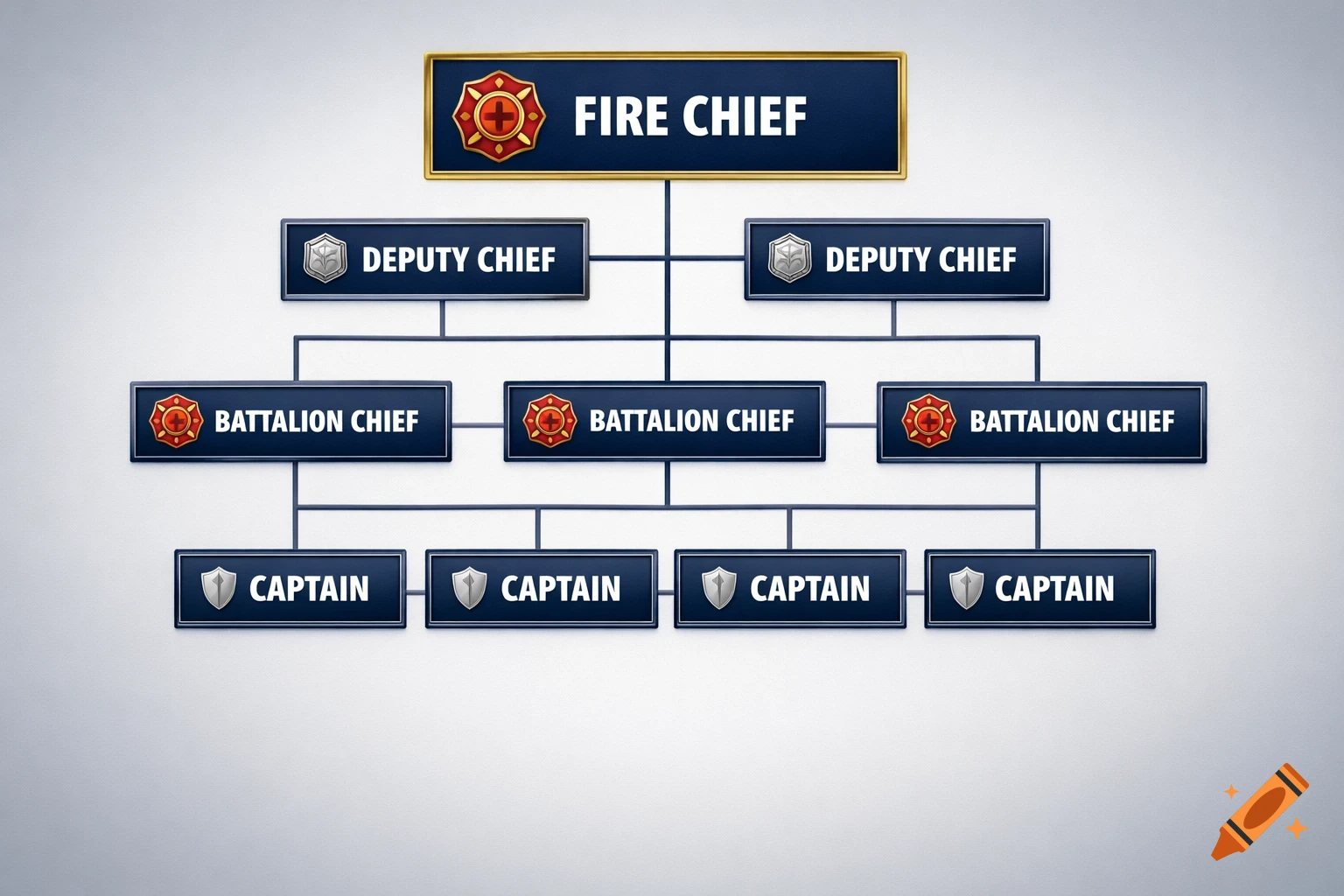 An illustrative organizational chart of a fire department, showing ...
