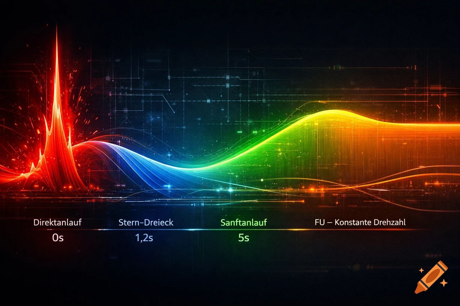 An abstract colorful graph showing a rainbow-colored wavy line with red ...