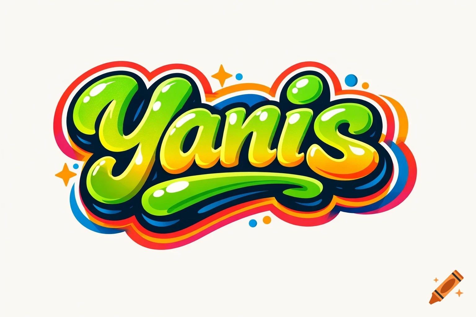Colorful, glossy graffiti-style bubble letter 'Yanis' with multiple ...